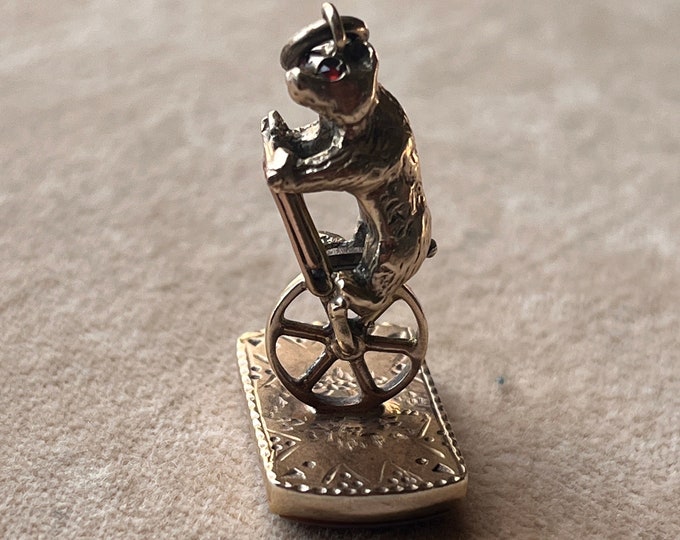 Antique Circus Bear on a Unicycle 14k Gold Pendant - Victorian Era ...