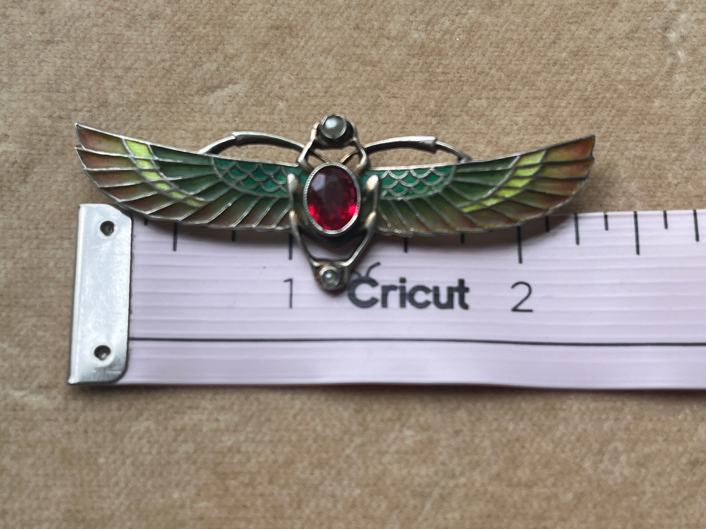 Egyptian Revival Scarab Silver and Garnet Pilque a Jour Brooch - Etsy