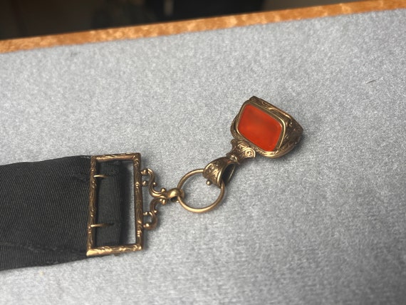 Antique Gold Three Sided Swivel Fob Crystal, Carnelia… - Gem