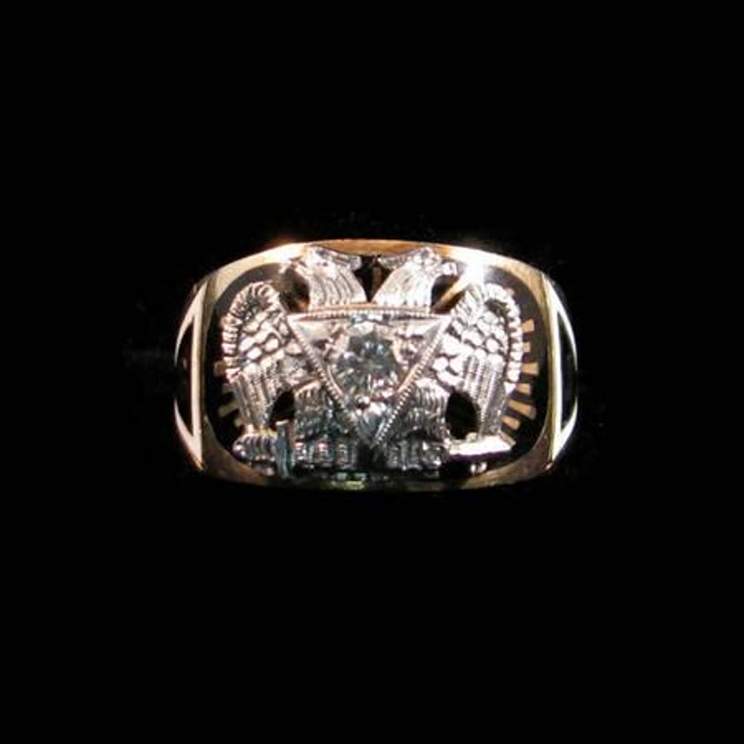 Antique Masonic 32nd Degree Diamond Ring Master Mason Double-headed ...