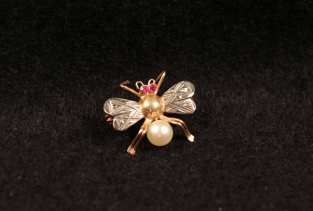 Antique Fly Brooch in Platinum and Gold - Etsy