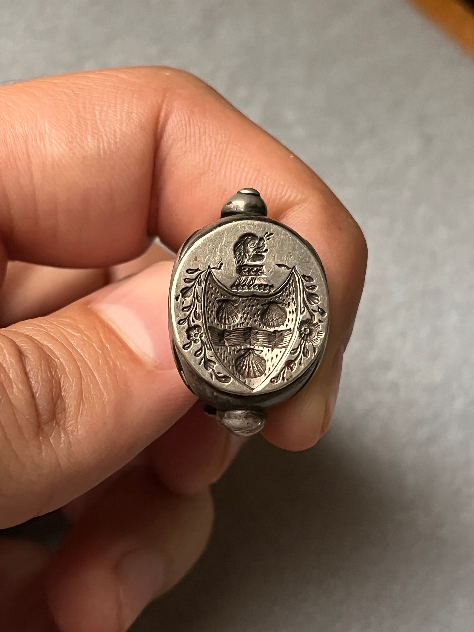 18th Century Noble Coat of Arms Intaglio Silver Spinner Fob and Seal ...