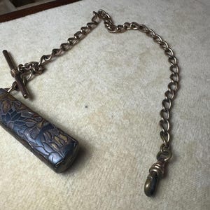 Antique Japanese Shakudo Pocket Watch Chain With Ornate Inlaid Fob ...