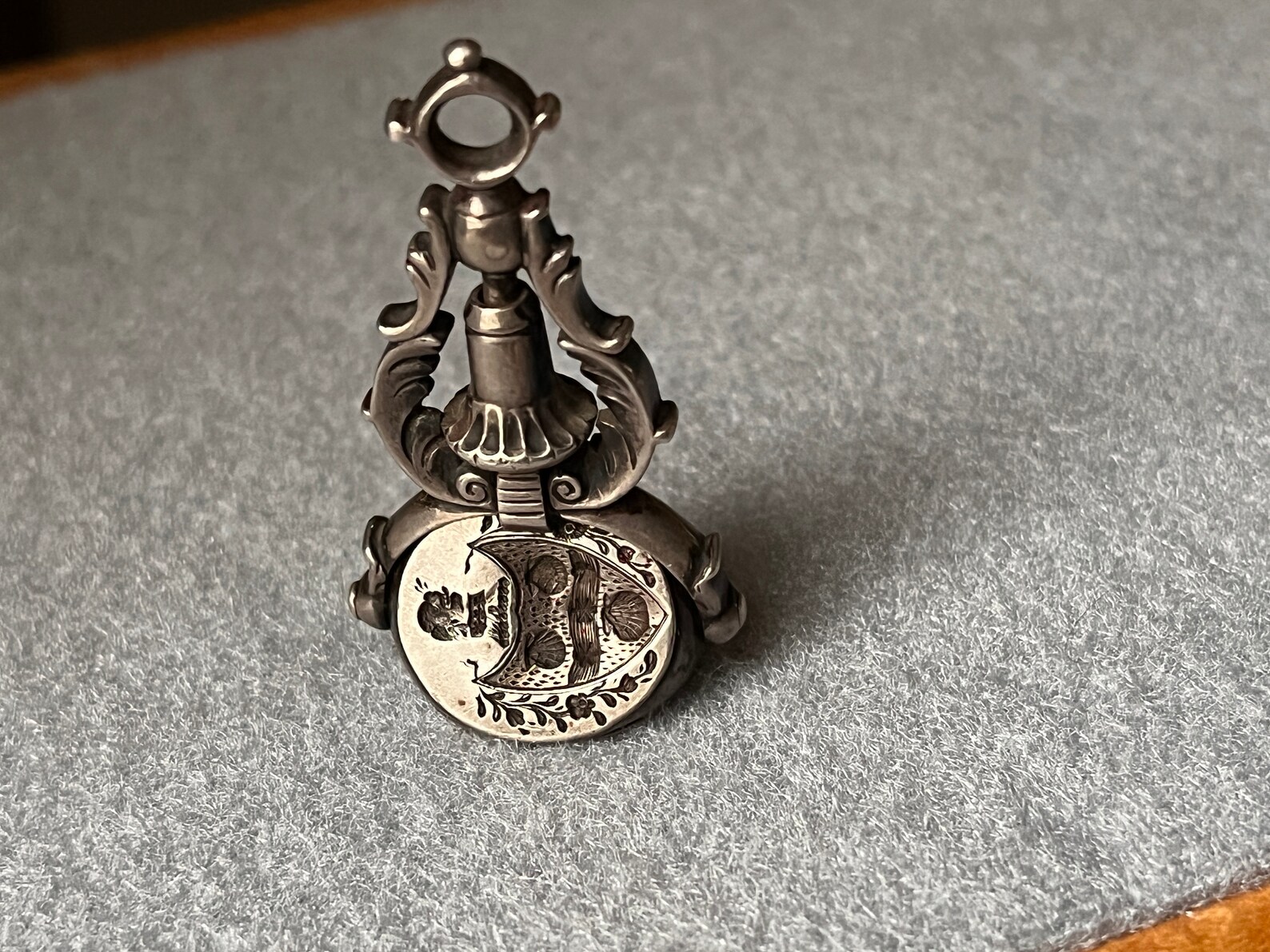 18th Century Noble Coat of Arms Intaglio Silver Spinner Fob and Seal ...