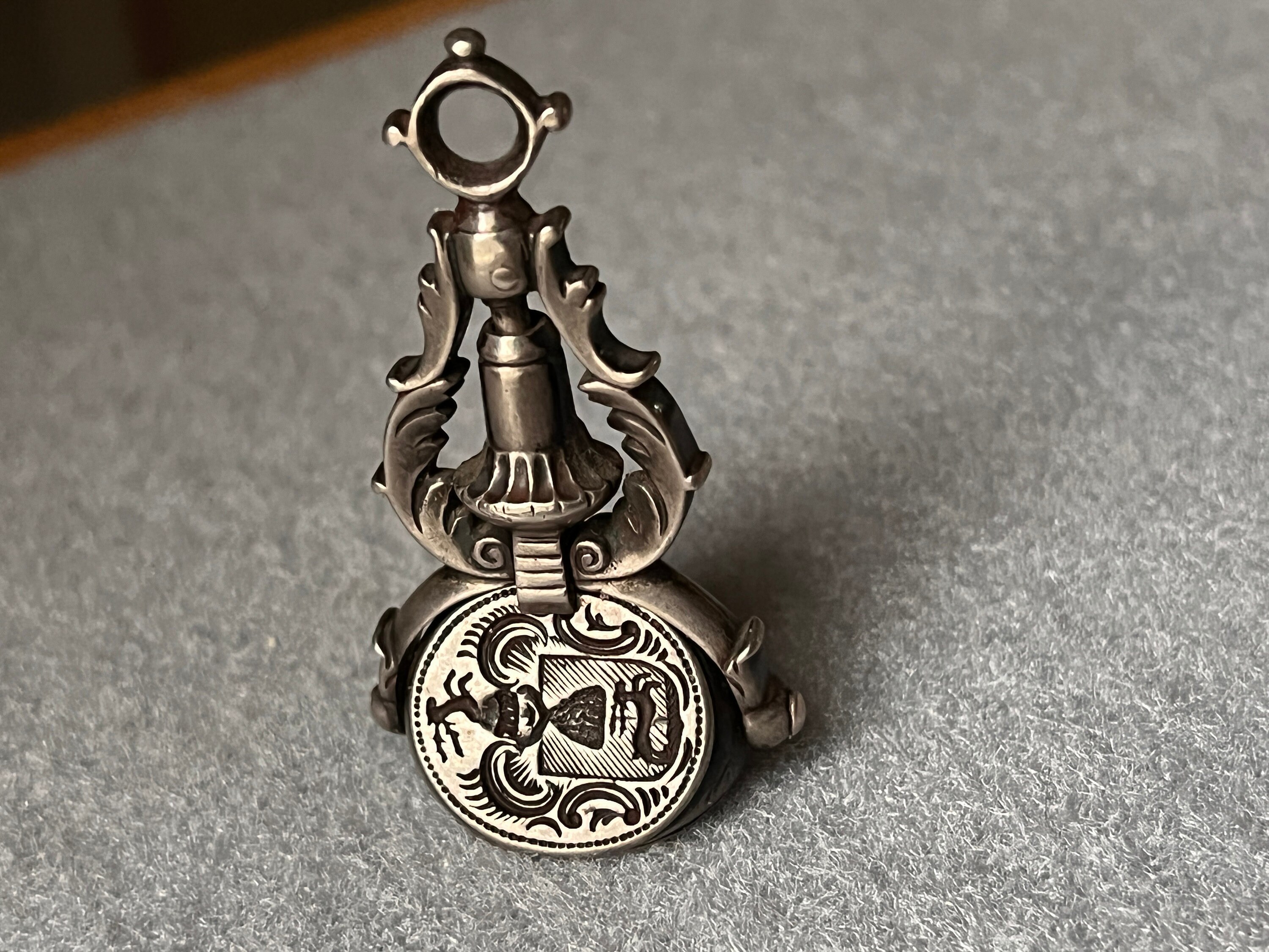 18th Century Noble Coat of Arms Intaglio Silver Spinner Fob and Seal ...