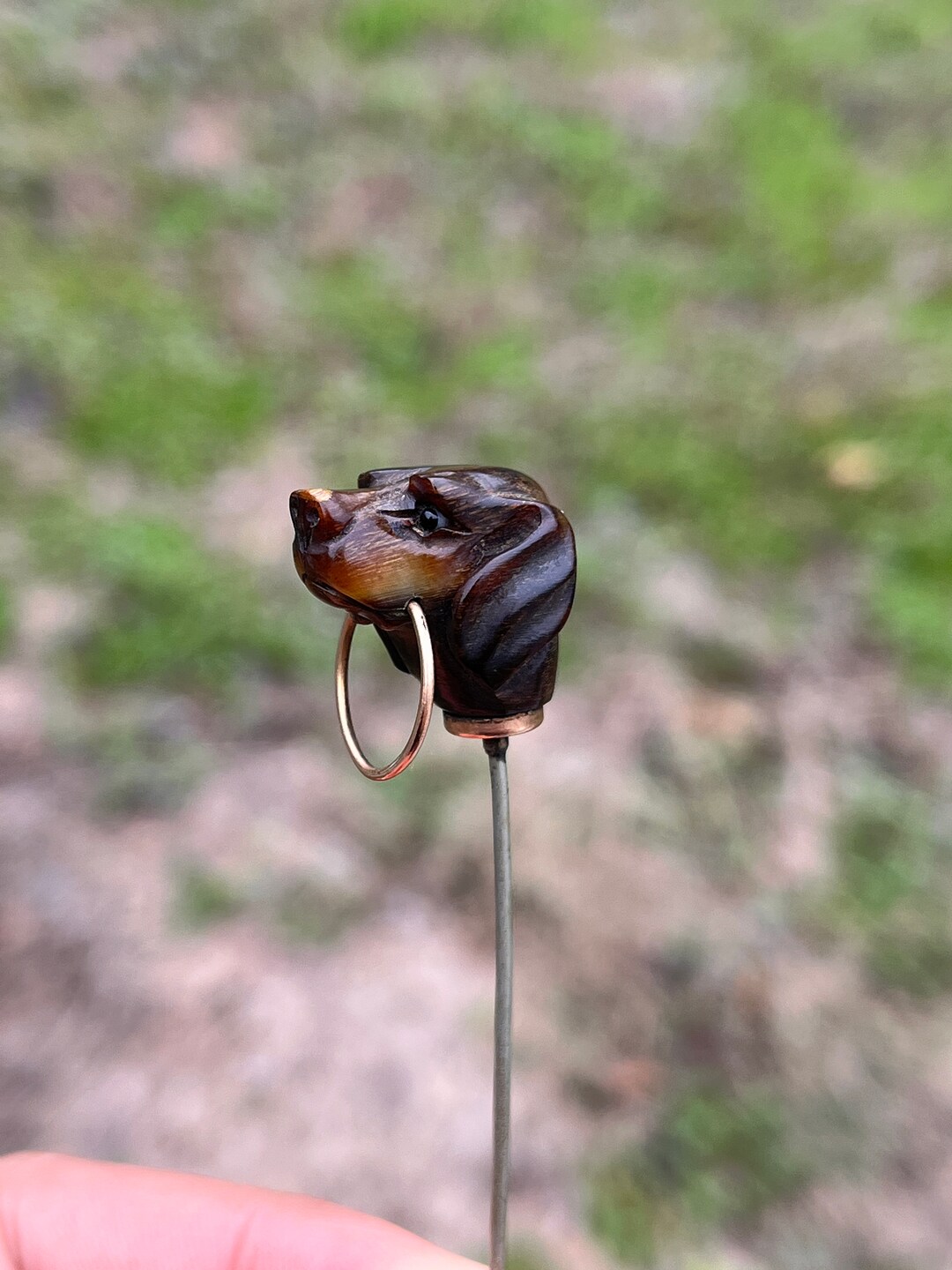 Antique Victorian Carved Agate Dog Stickpin – A Masterpiece of ...