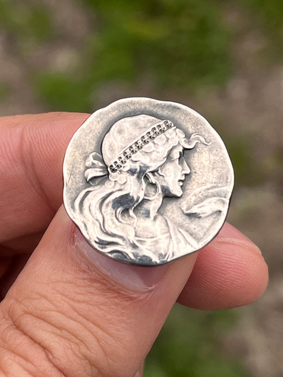 Art Nouveau Silver Pin - Gem