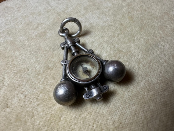 Antique Silver Compass Fob Circa 1870s - Gem