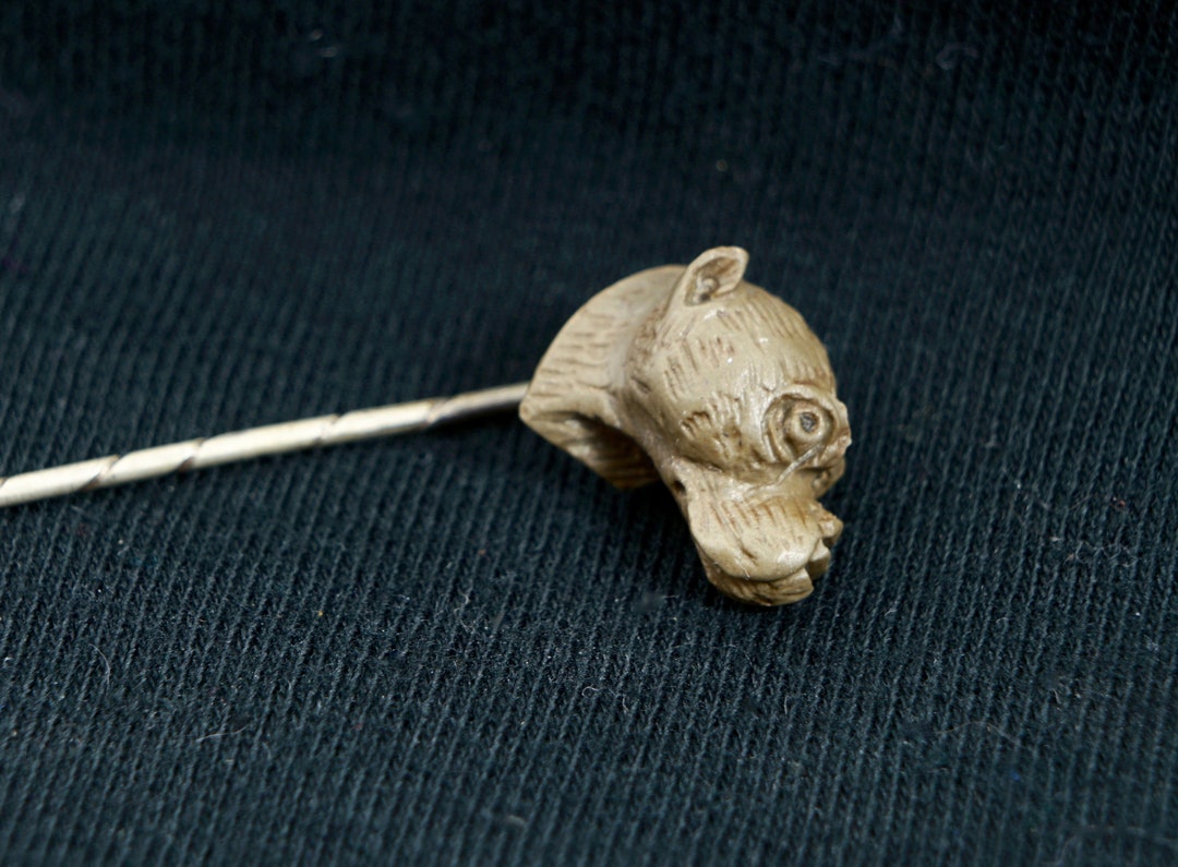 19th Century Victorian Era Lava Stick Pin | Dog Motif | Prize of the ...