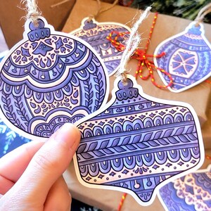 Set of 5 Rustic Gift Hang Tags Blue Ornaments With String - Etsy