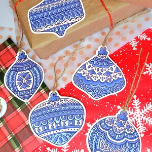 Set of 5 Rustic Gift Hang Tags Blue Ornaments With String - Etsy