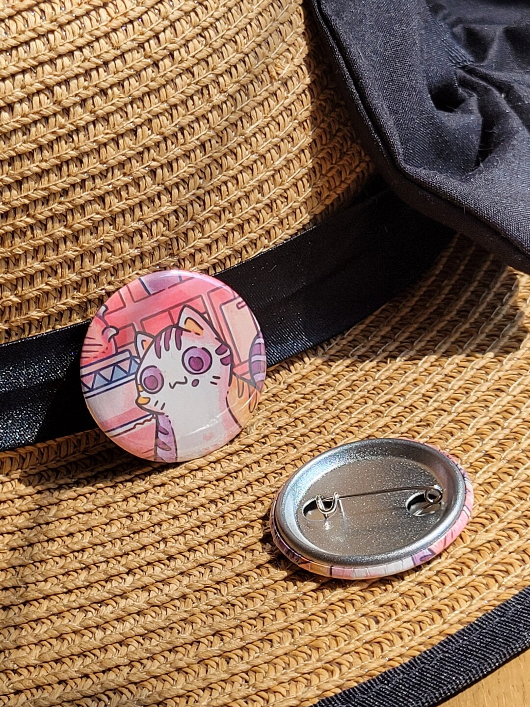 1.45 Striped Fat Cat Metal Button Pin, Tinplate Pins for Backpacks and ...