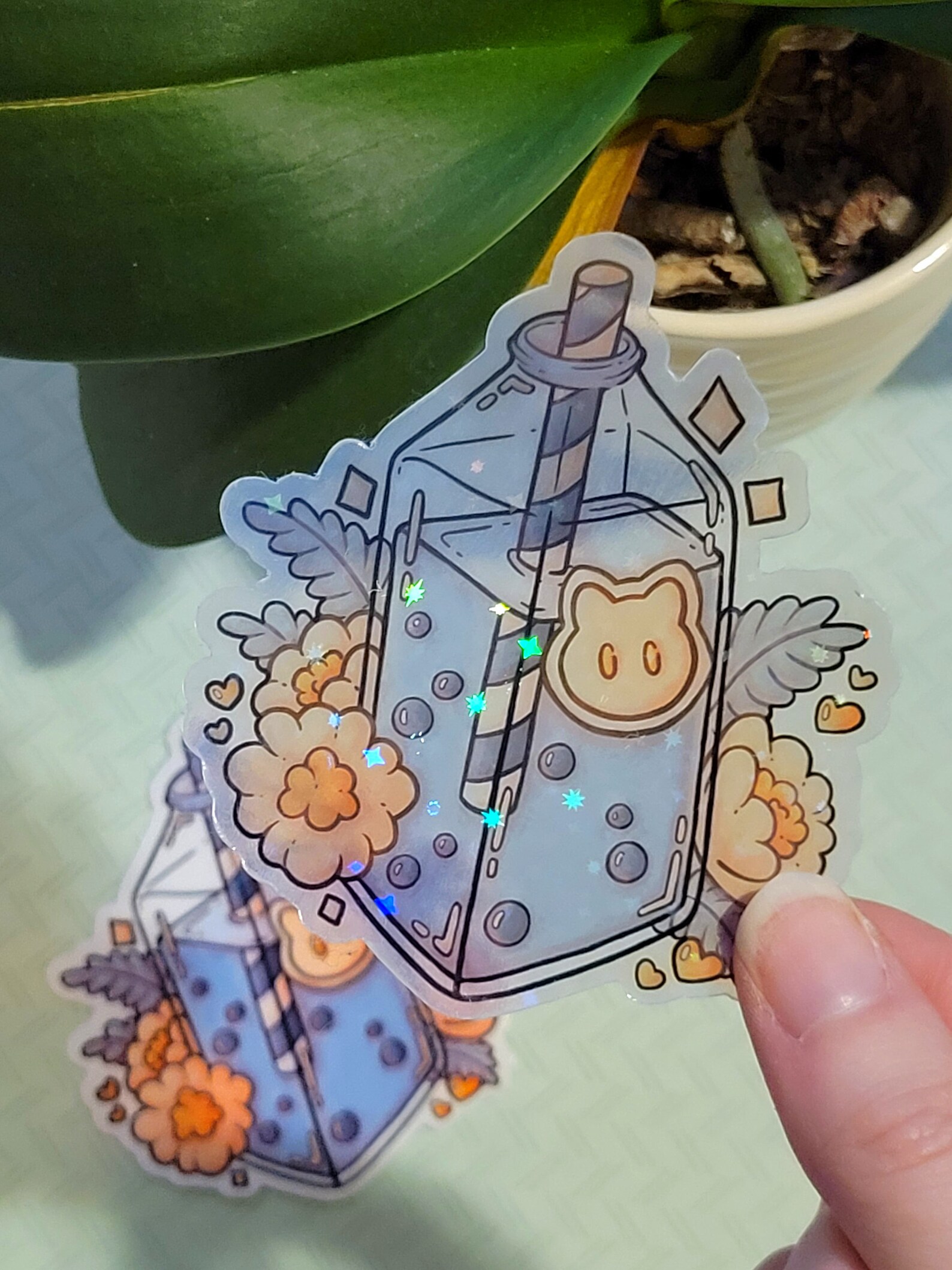 Blue Bubble Tea Sticker Holographic or Clear Laminate - Etsy