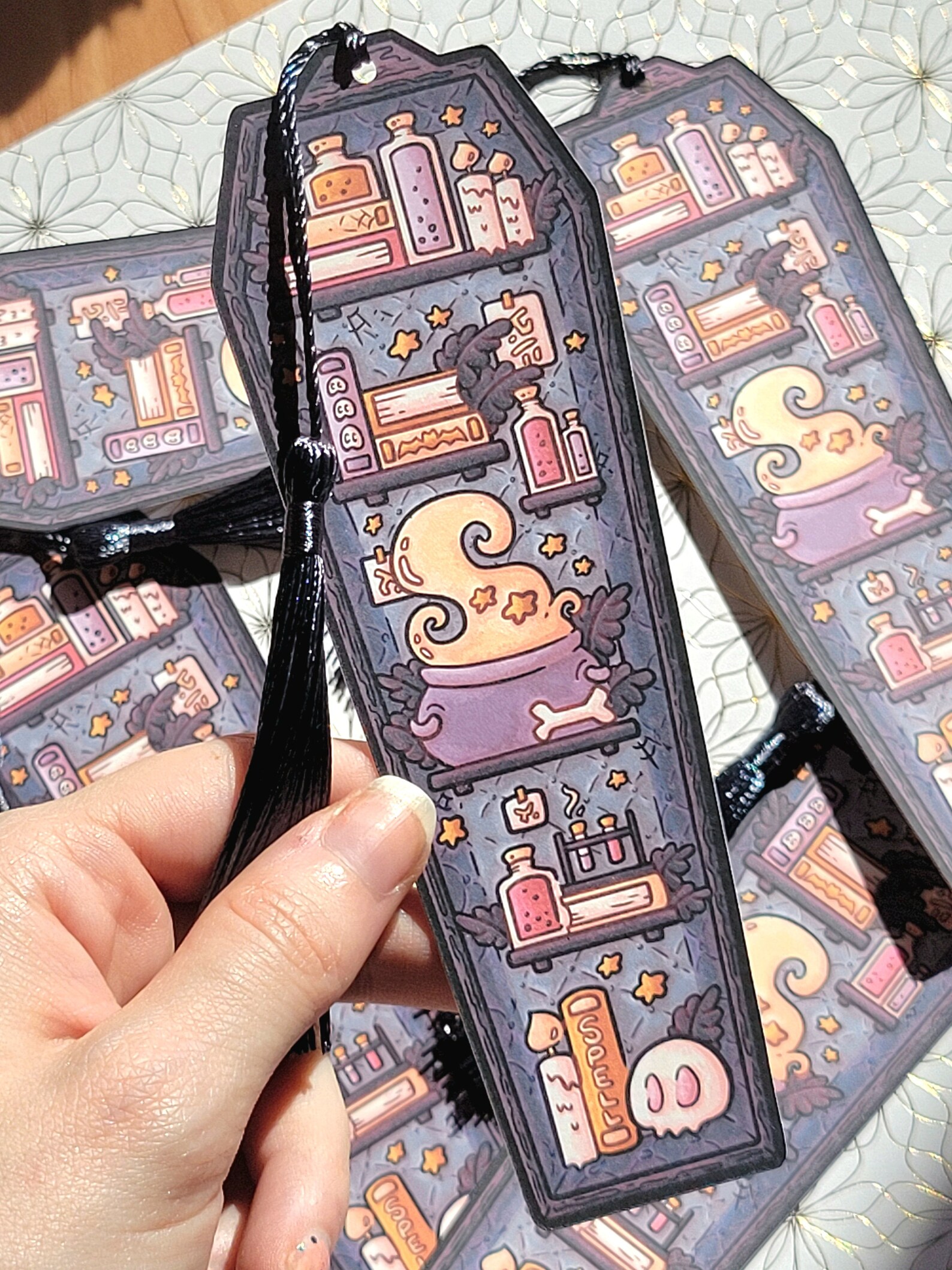 2x6 Navy Blue Coffin Bookmark With Tassel - Etsy