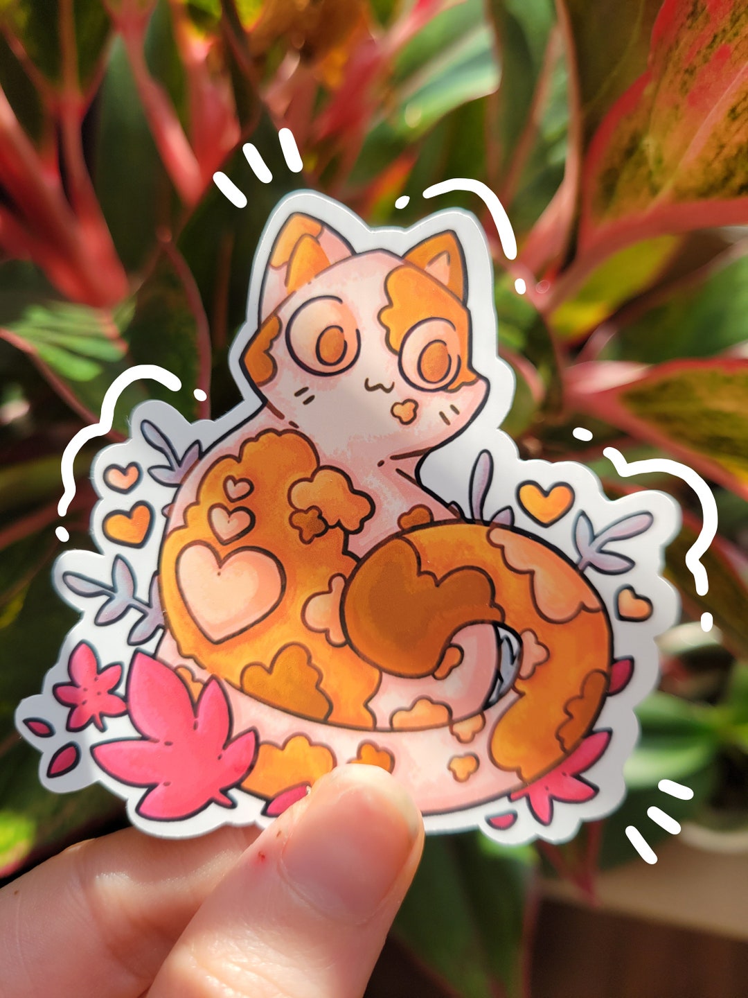 Cute Orange Cat Sticker - Matte Die Cut Vinyl Sticker, Computer Laptop ...