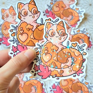Cute Orange Cat Sticker - Holographic or Clear Laminate, Laptop Water ...