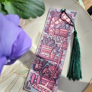 2"x6" Green Garden Bookmark With Tassel, Comfy Cozy Cottage Gardening ...