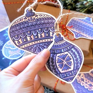 Set of 5 Rustic Gift Hang Tags Blue Ornaments With String - Etsy
