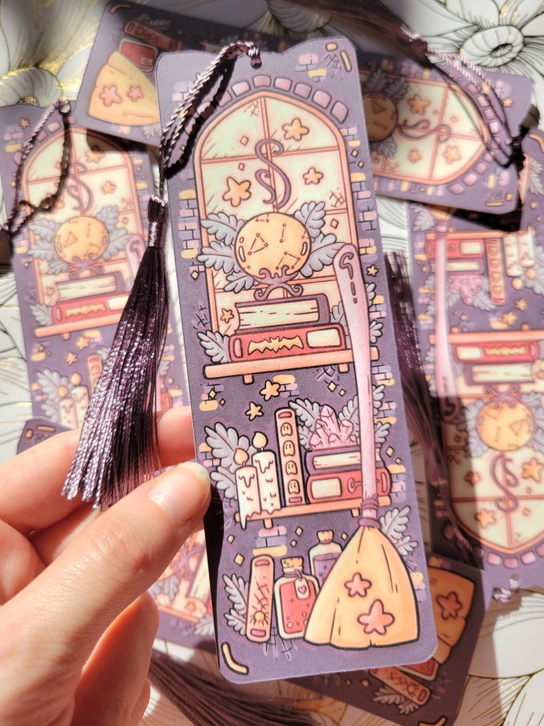 2x6 Witch Library Halloween Bookmark With Tassel - Etsy