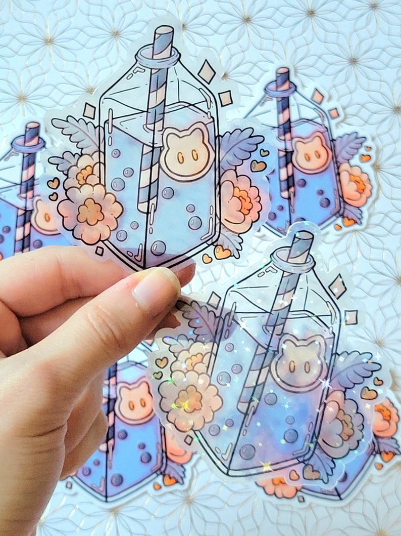 Blue Bubble Tea Sticker Holographic or Clear Laminate - Etsy