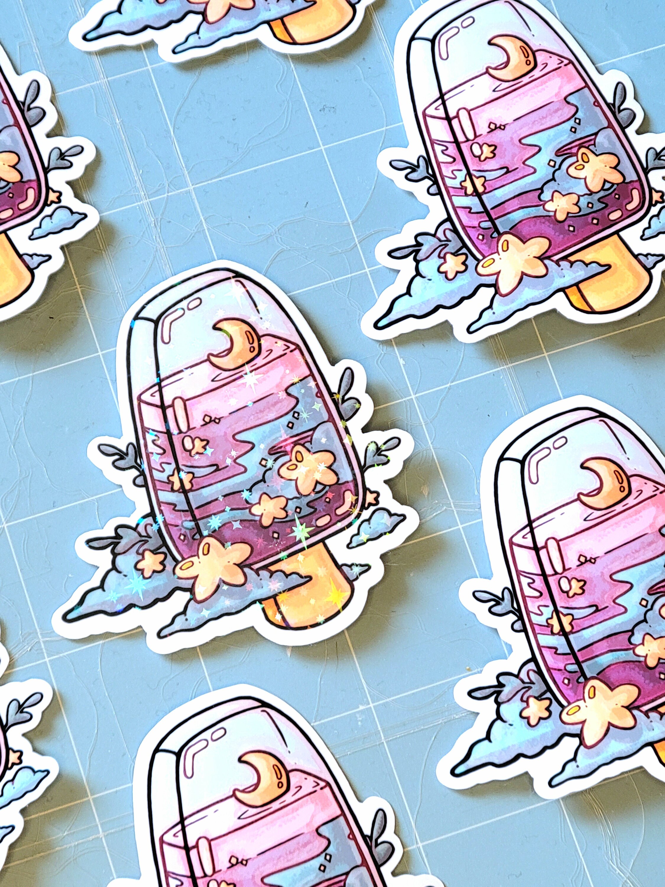 Ice Pop Space Sticker - Holographic or Clear Laminate, Laptop Water ...