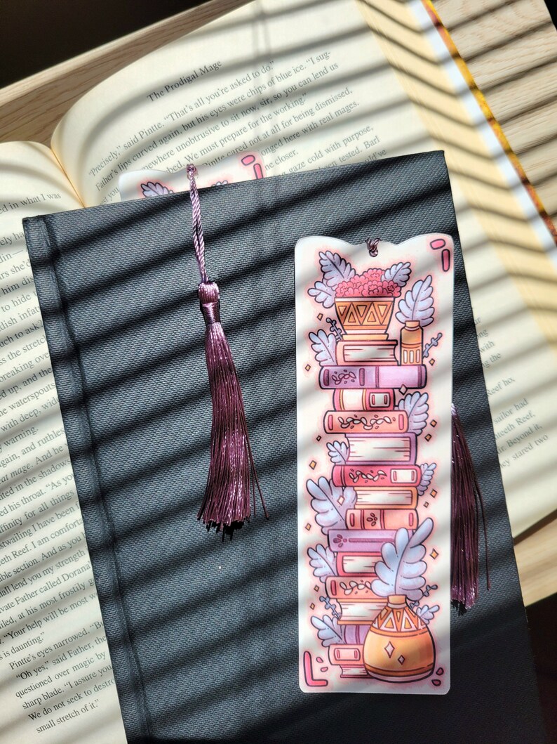 2x6 Stacked Books Bookmark With Tassel Gift for - Etsy