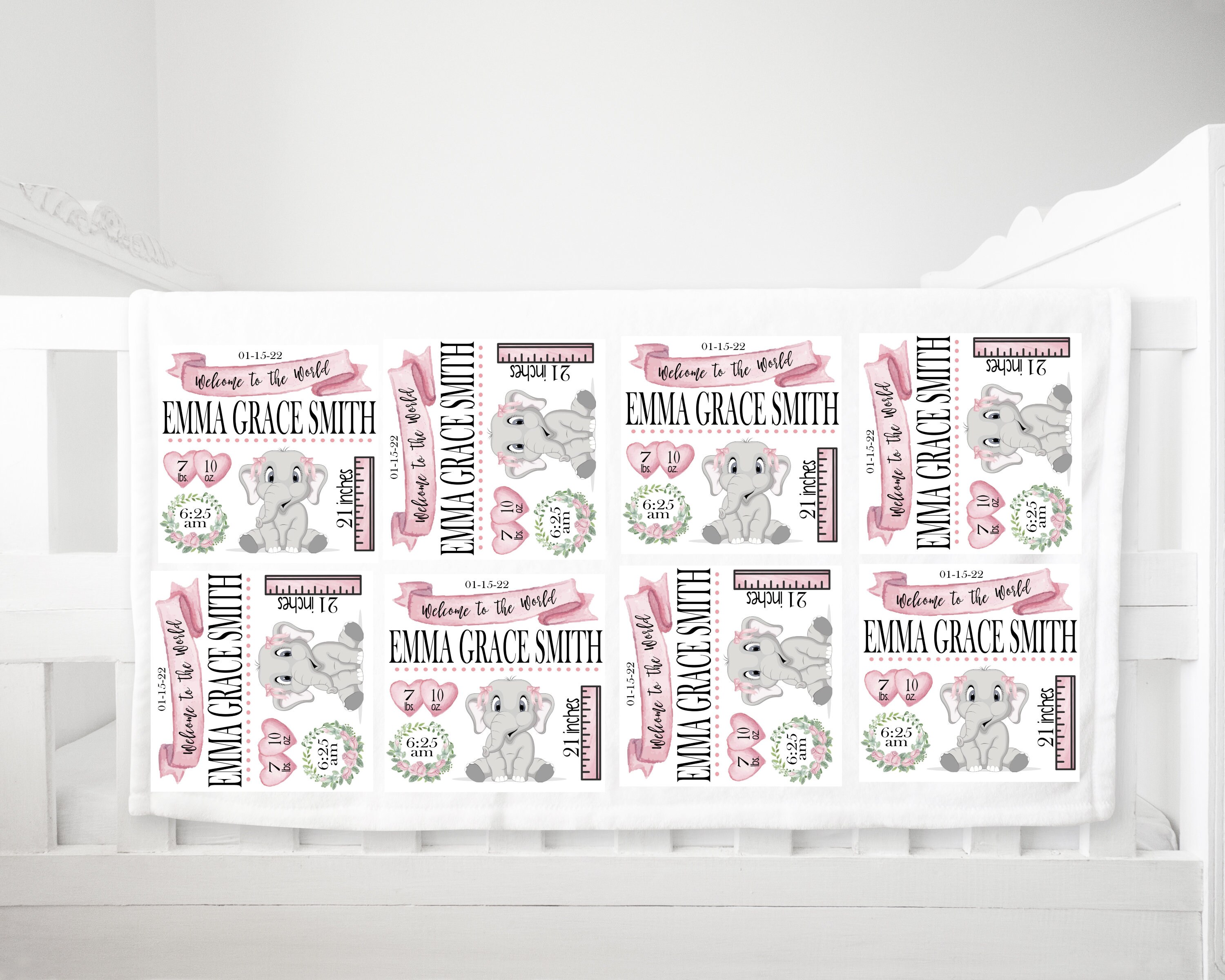 Elephant Birth Stat Baby Blanket Personalized Baby Gift - Etsy