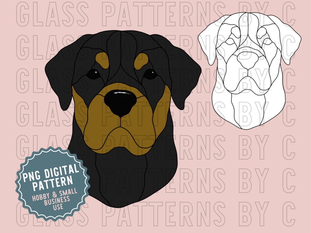 Rottweiler Stained Glass Pattern Digital Download Pet Portrait Glass ...