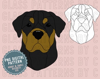 Rottweiler Designs Stained Glass Pattern Digital Download - Etsy