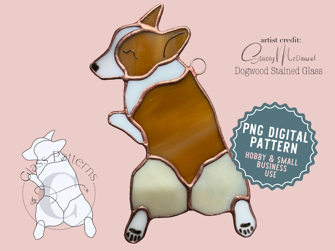 Cute Corgi Butt Stained Glass Pattern Digital Download PNG PDF SVG ...