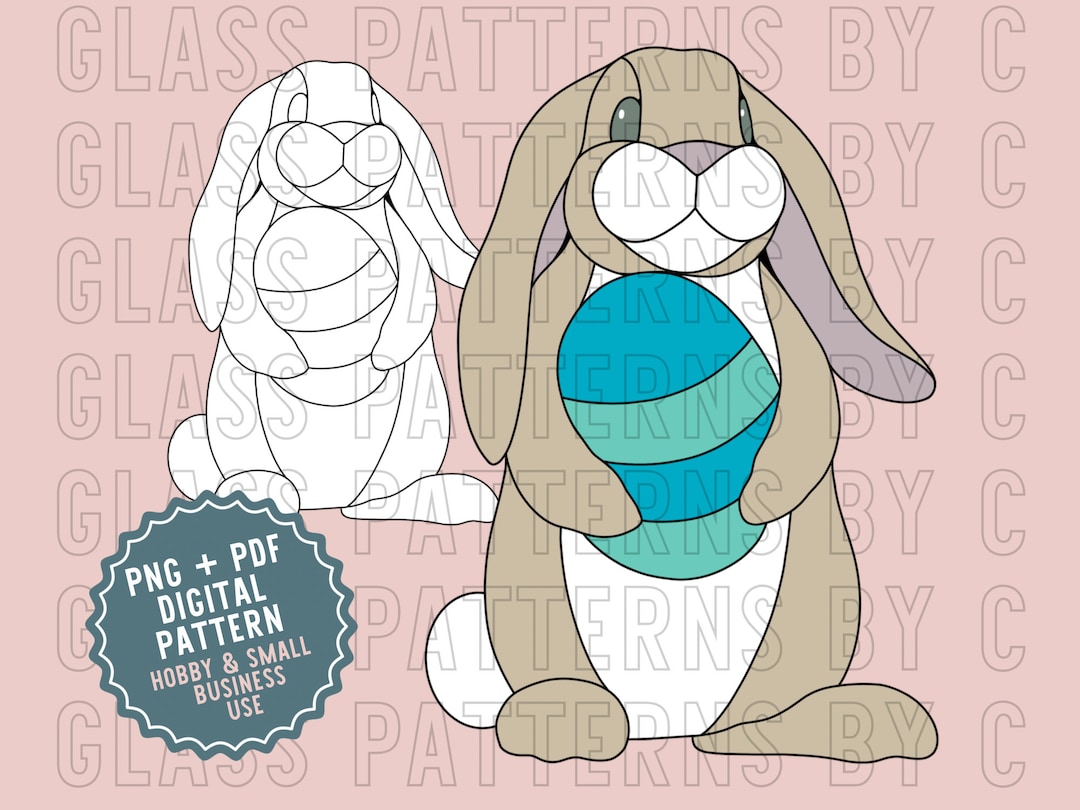 Easter Bunny Stained Glass Pattern Digital Download Glass Patterns by C ...