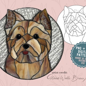 Yorkie Stained Glass Pattern Digital Download Yorkshire Terrier Pet ...