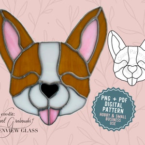 Cute Corgi Stained Glass Pattern Digital Download PNG PDF SVG Glass ...