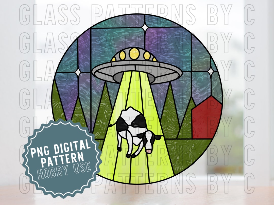 Ufo Abduction Stained Glass Pattern Digital Download Etsy