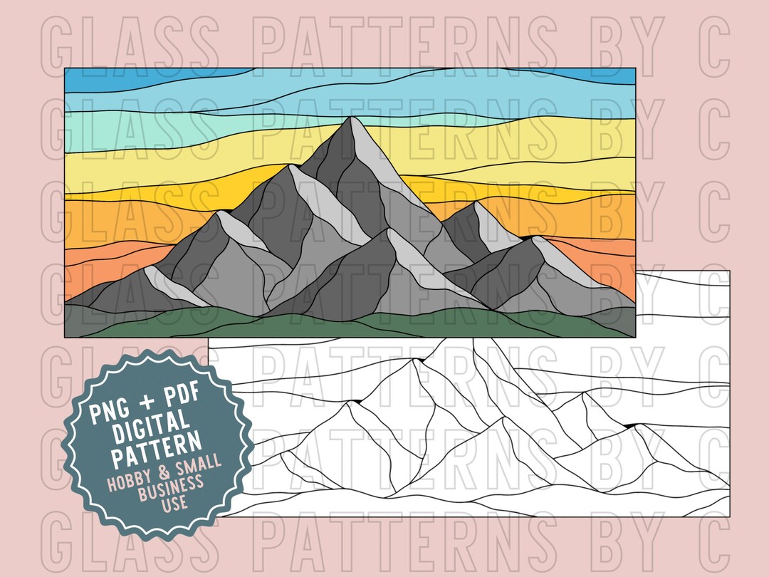 Mountain Range Stained Glass Pattern Digital Download Mountains Rockies ...