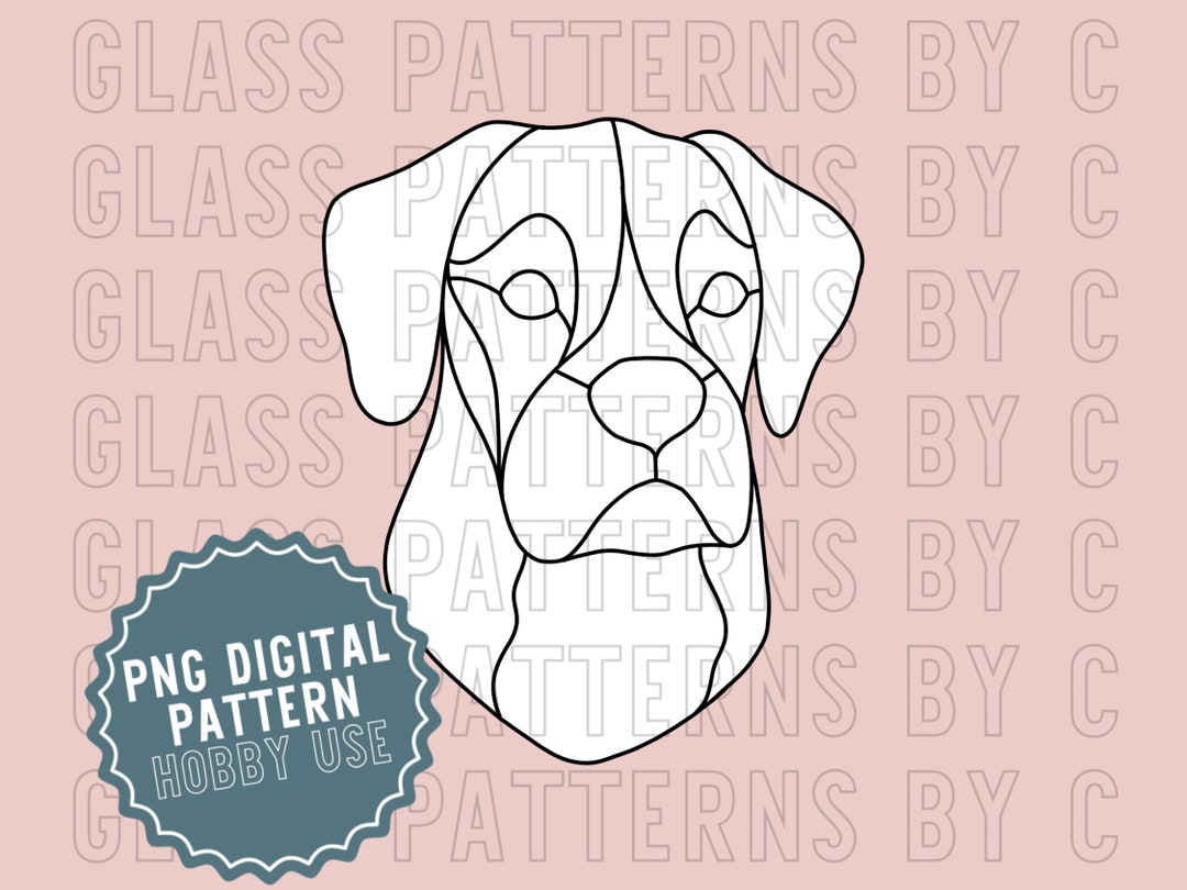 Boxer Stained Glass Pattern Design Digital Download PNG Dog - Etsy