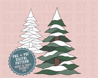 3D Tree Stained Glass Pattern Digital Download Christmas Pine Tree ...