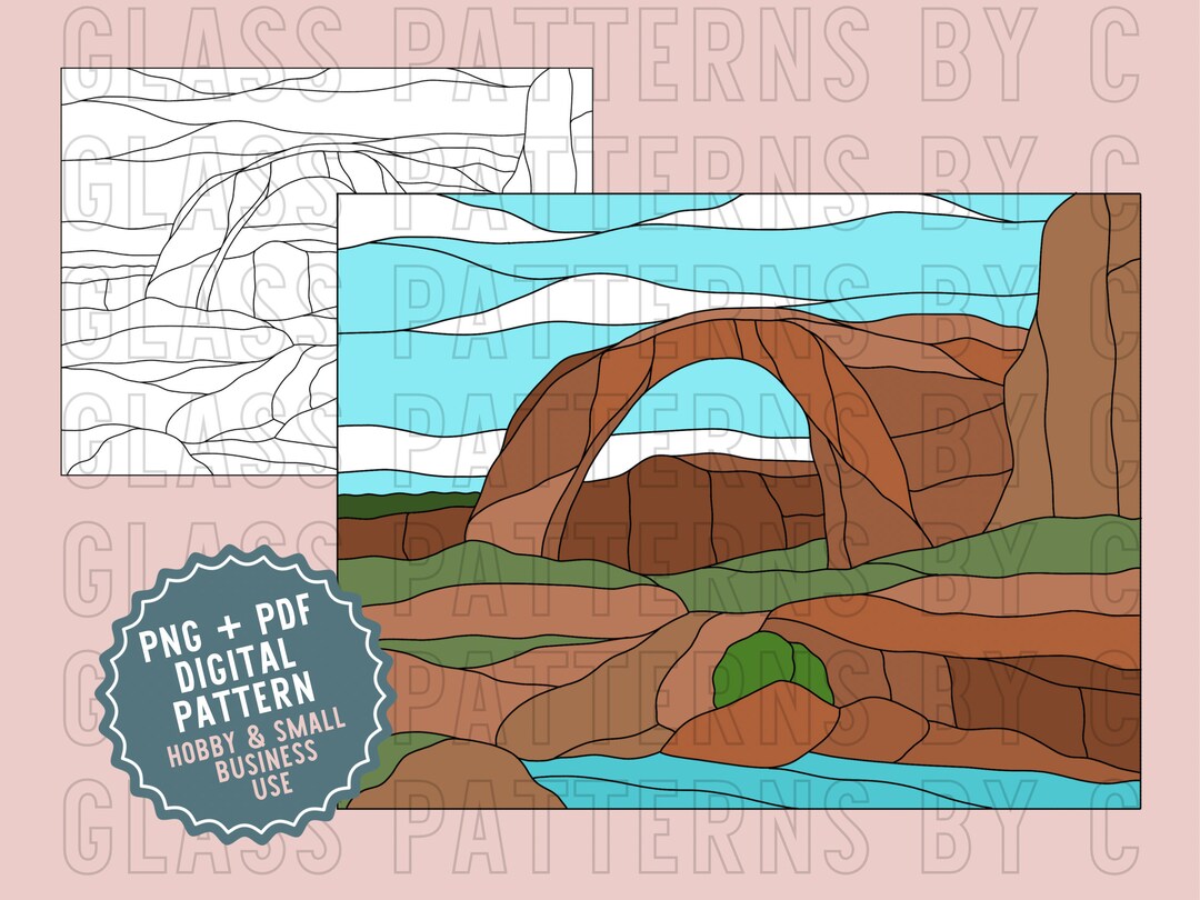 Rainbow Bridge Stained Glass Pattern Digital Download Arches Utah ...