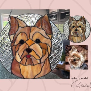Yorkie Stained Glass Pattern Digital Download Yorkshire Terrier Pet ...