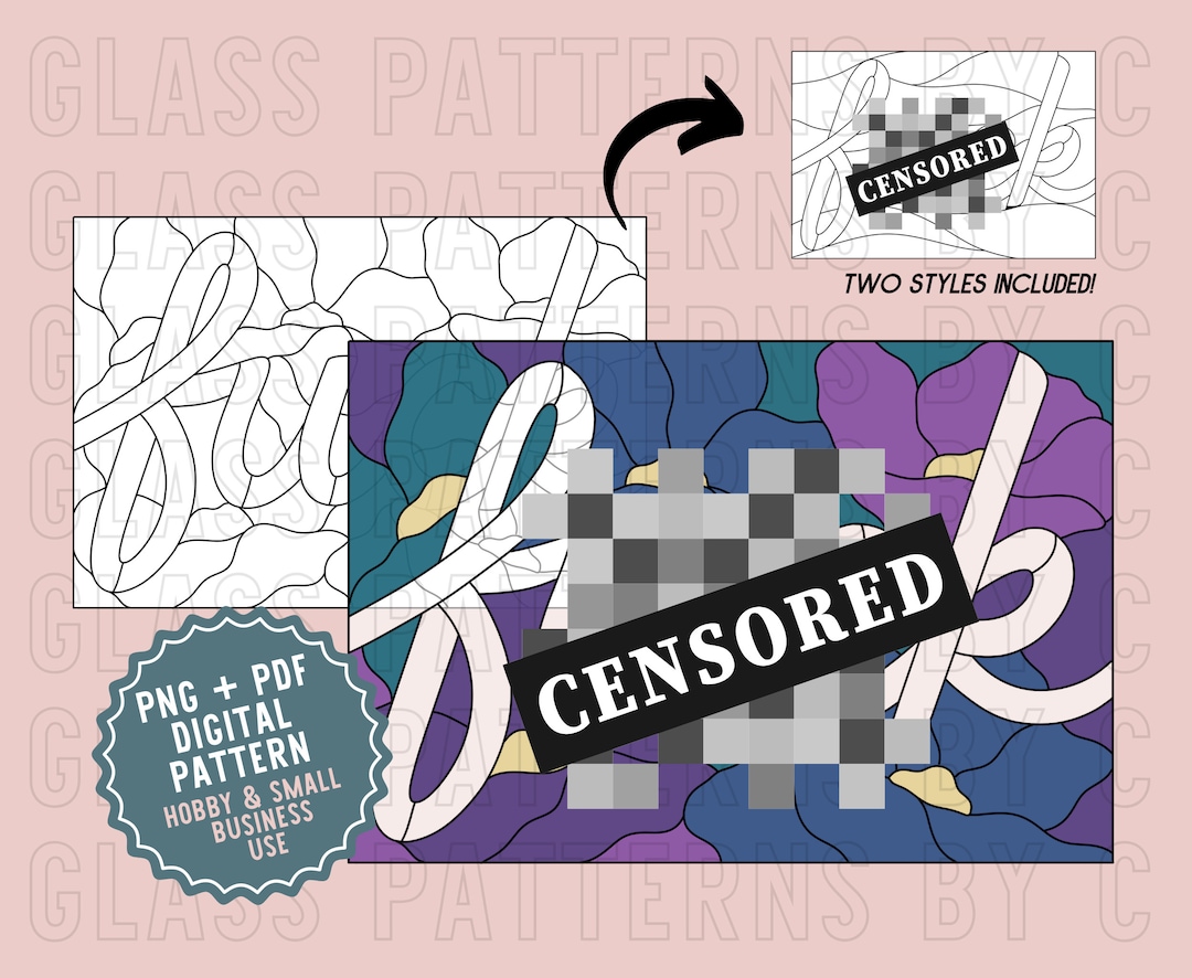 F*** Curse Word Stained Glass Pattern Digital Download Glass Patterns ...