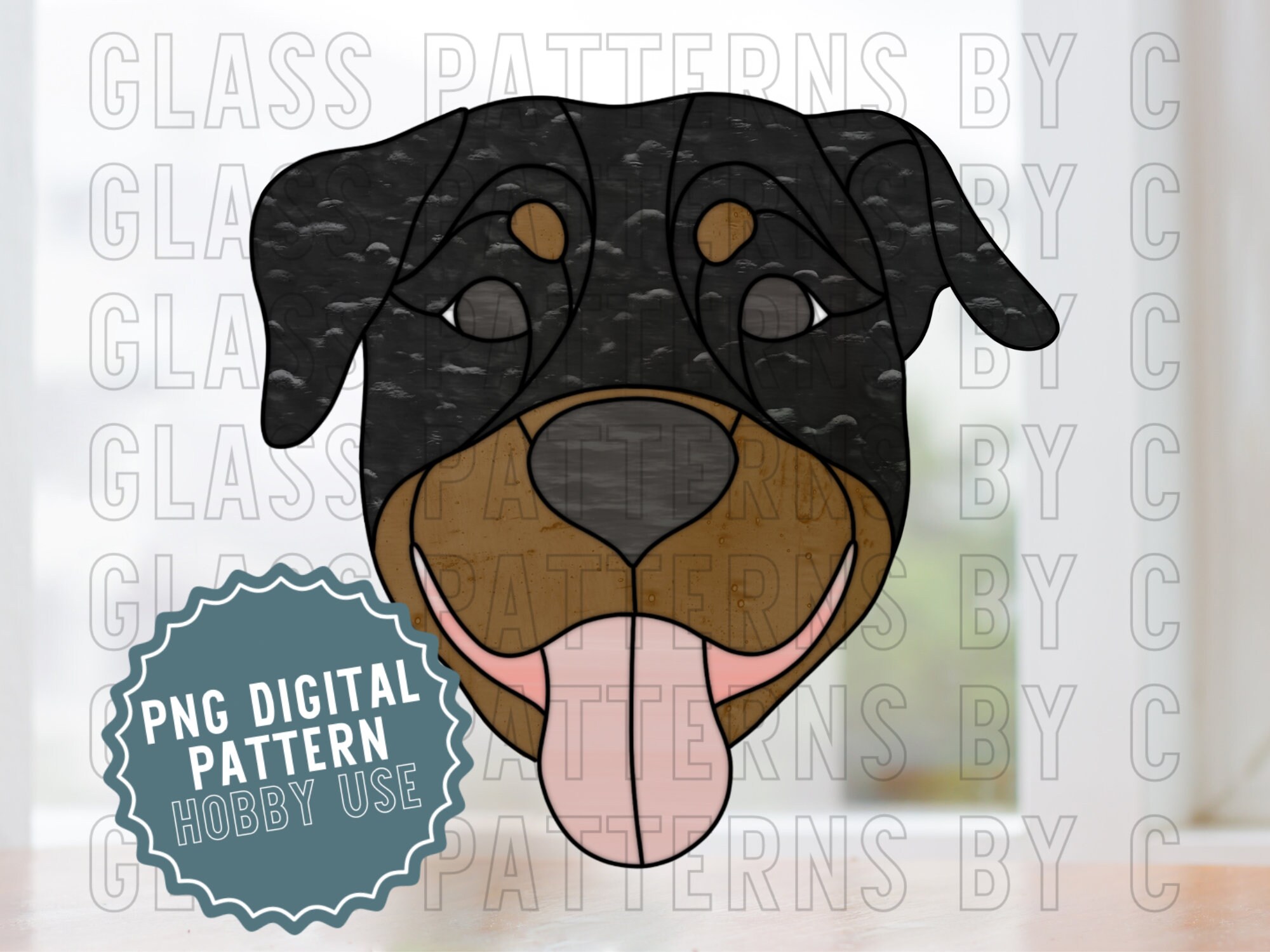 Rottweiler Stained Glass Pattern Digital Download - Etsy