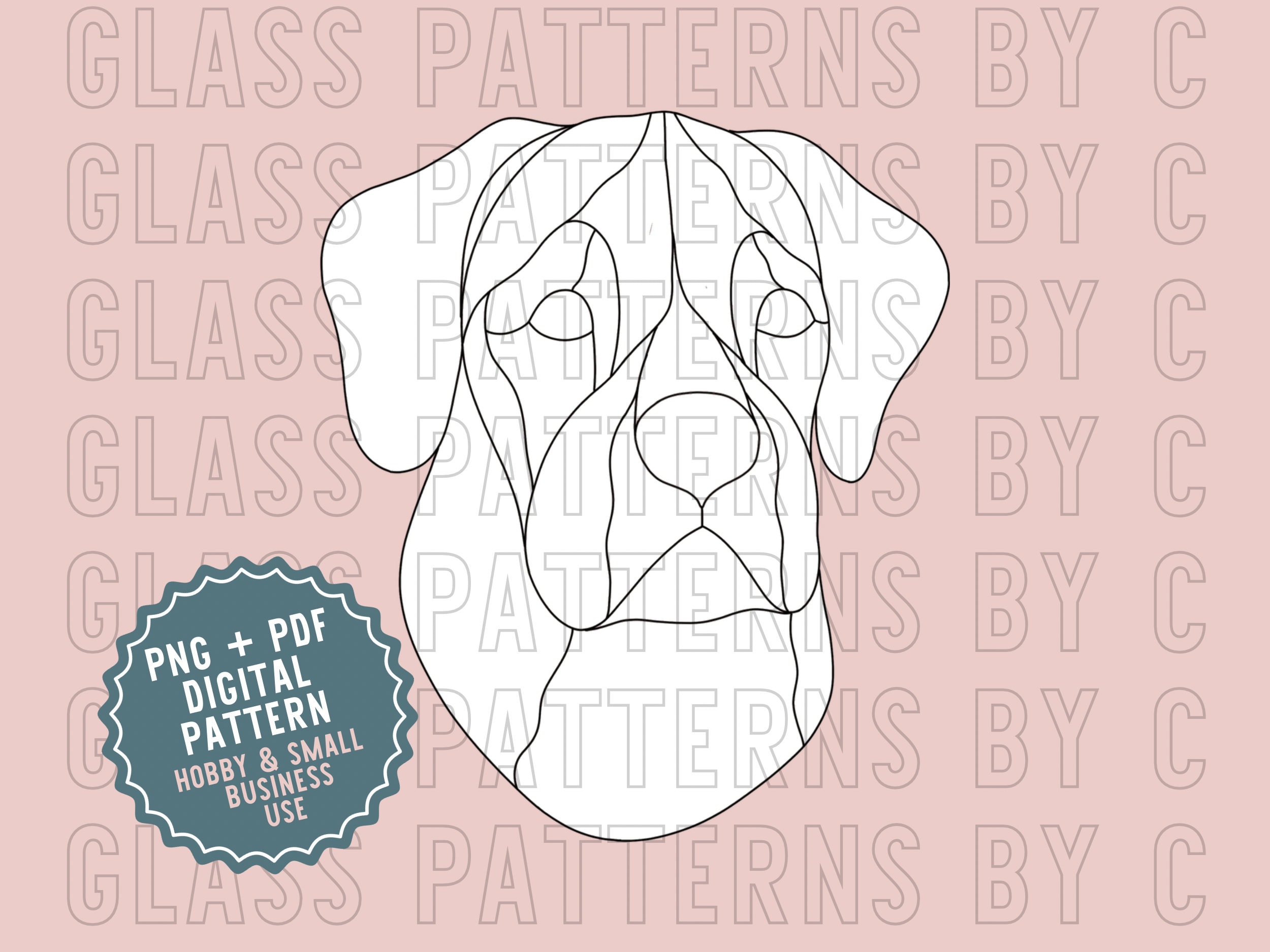 Boxer Stained Glass Pattern Design Digital Download PNG PDF Dog Dogs ...