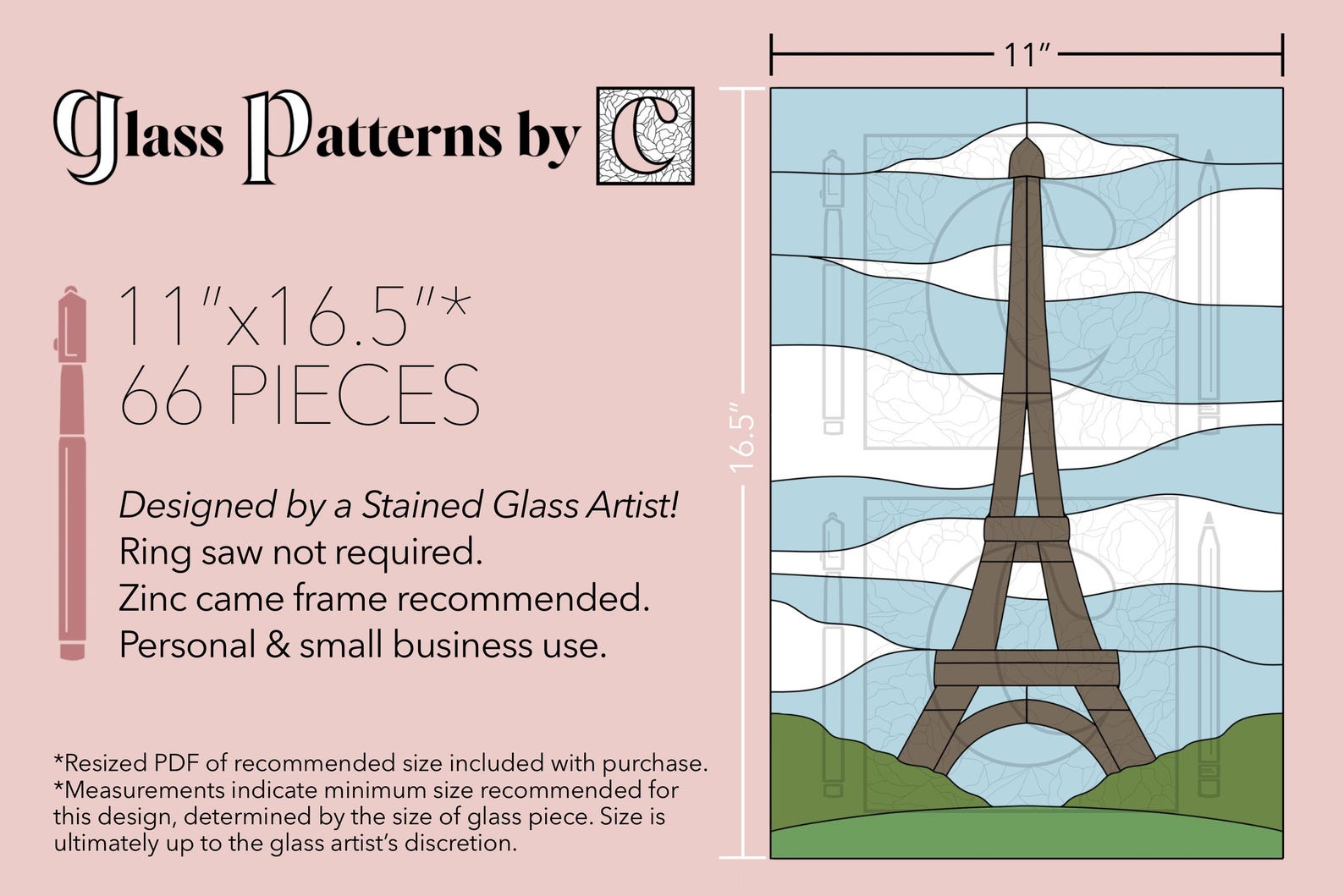 Eiffel Tower Stained Glass Pattern Digital Download PNG SVG PDF Glass ...