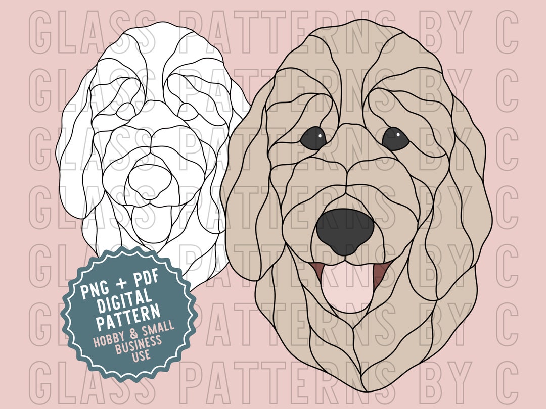 Golden Doodle Stained Glass Pattern Design Digital Download PNG PDF Dog ...