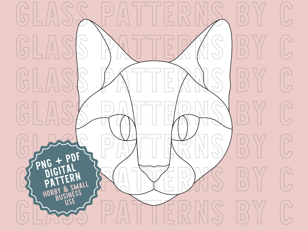 Cat Face Stained Glass Pattern Digital Download PNG PDF SVG Glass ...