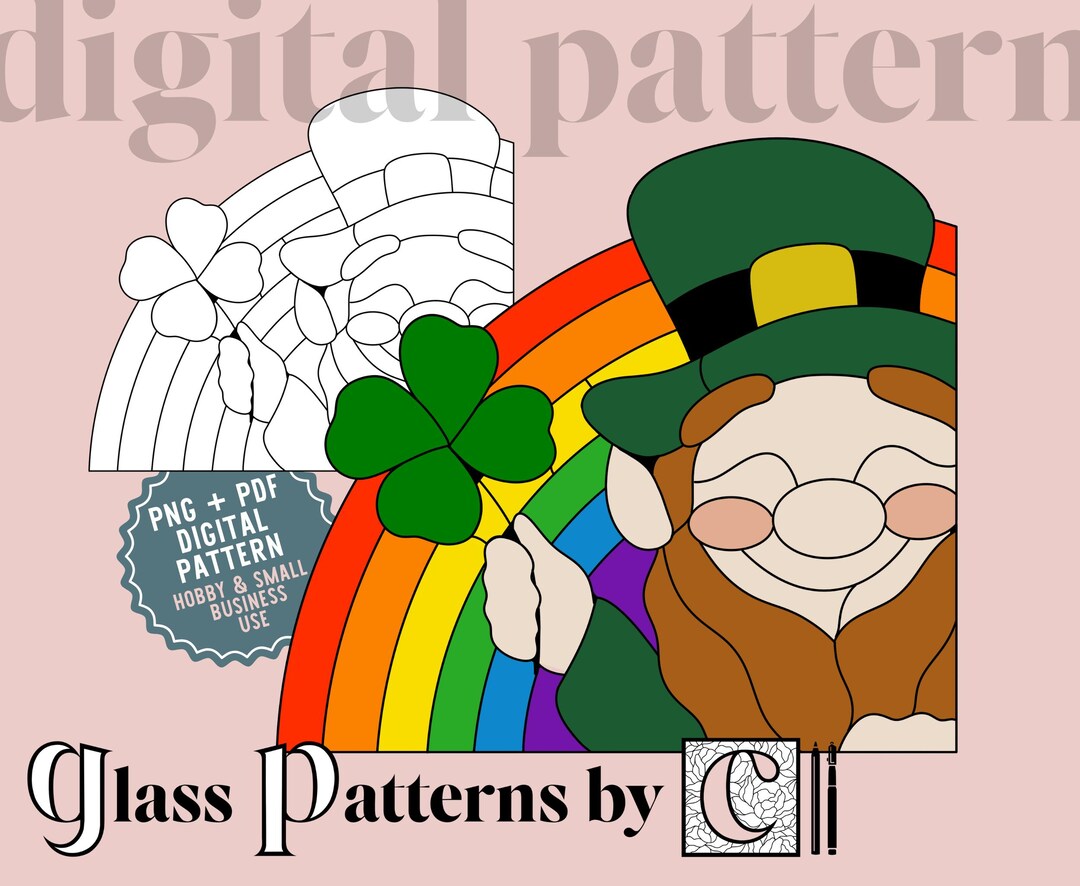 Leprechaun Stained Glass Pattern Digital Download SVG PDF Glass ...