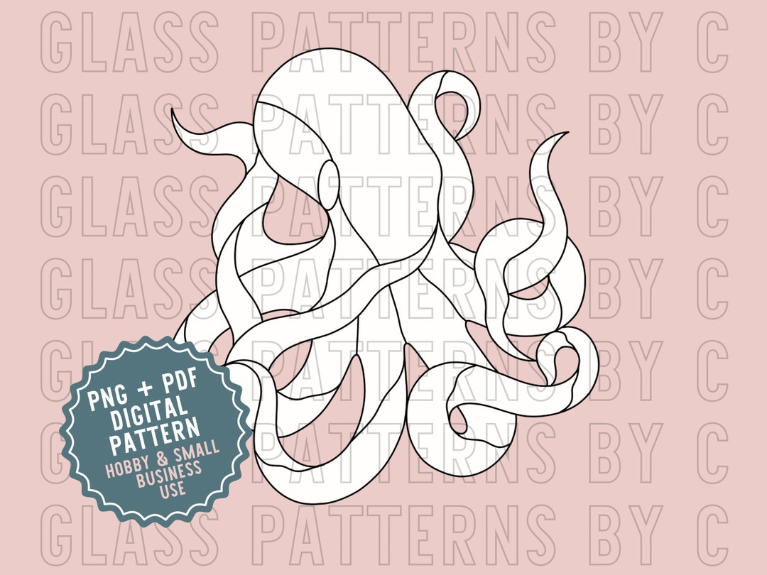 Octopus Stained Glass Pattern Digital Download PNG PDF SVG Glass ...