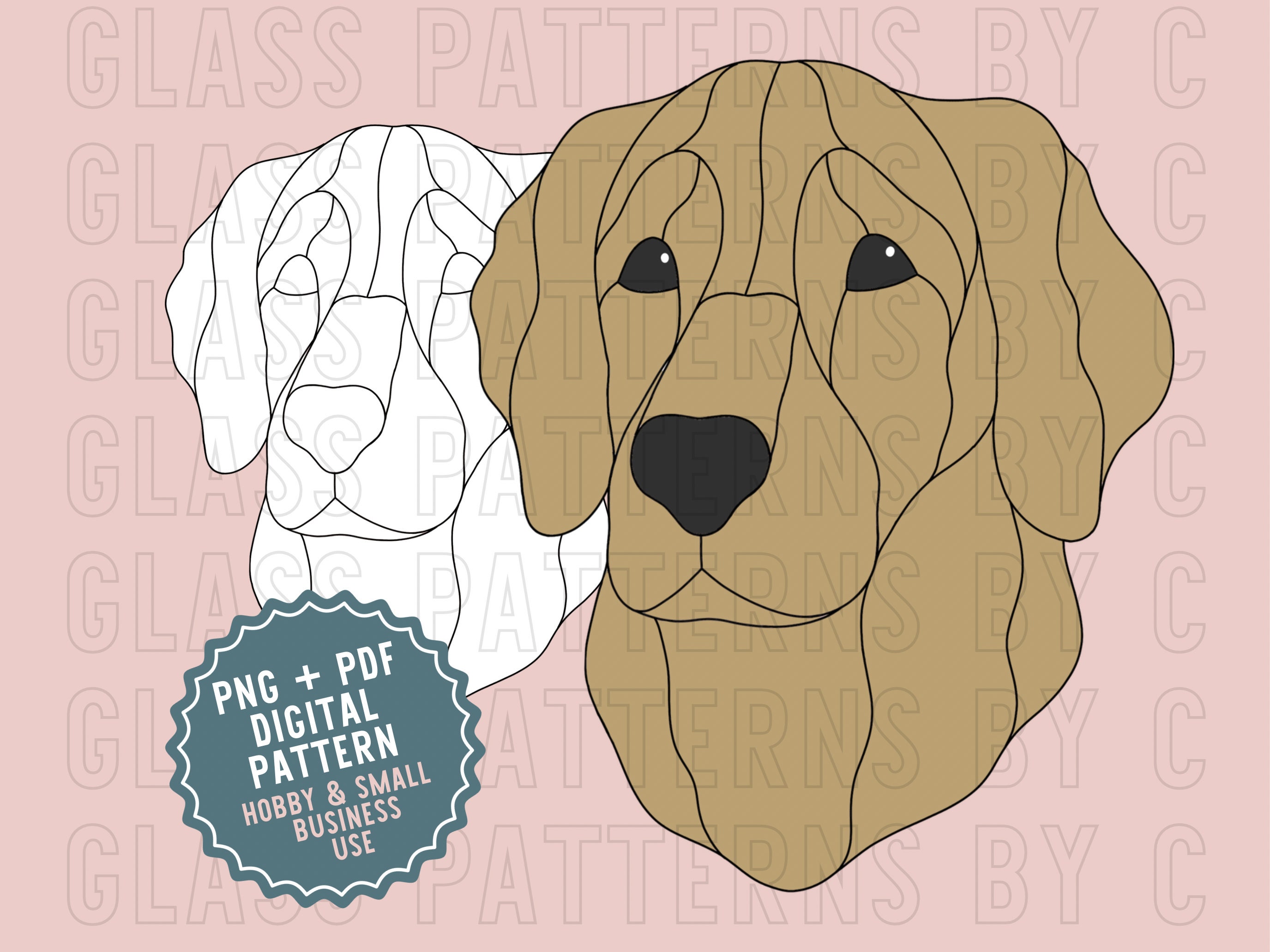 Golden Retriever Stained Glass Pattern Design Digital Download PNG PDF ...