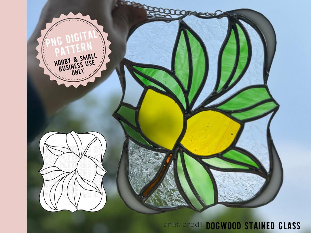 Lemon Plant Stained Glass Pattern Digital Download PNG SVG PDF Glass ...