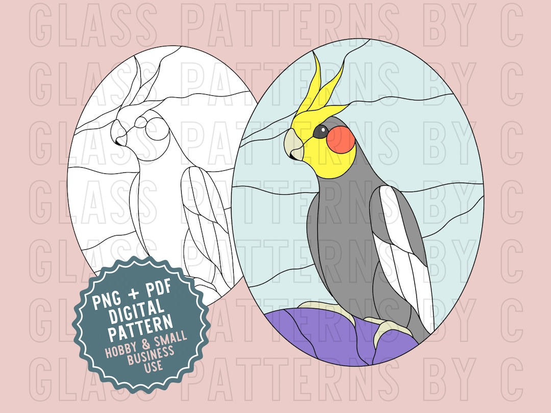 Cockatiel Bird PNG PDF Stained Glass Pattern Digital Download Glass ...